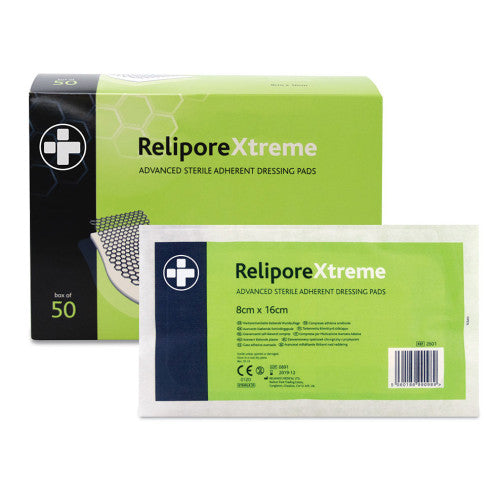 Relipore Xtreme Adhesive Dressing Pads Sterile 8cm x 16cm Box of 50 ...